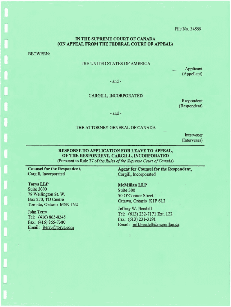 Fillable Online Cargill v. Mexico, Judgment on Application for Leave of ...