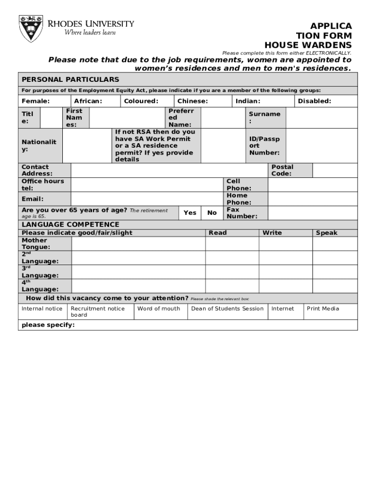 Job Application - Wardens Doc Template | pdfFiller