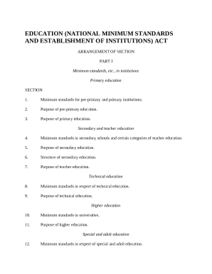 EDUCATION (NATIONAL MINIMUM STANDARDS AND ... Doc Template | pdfFiller