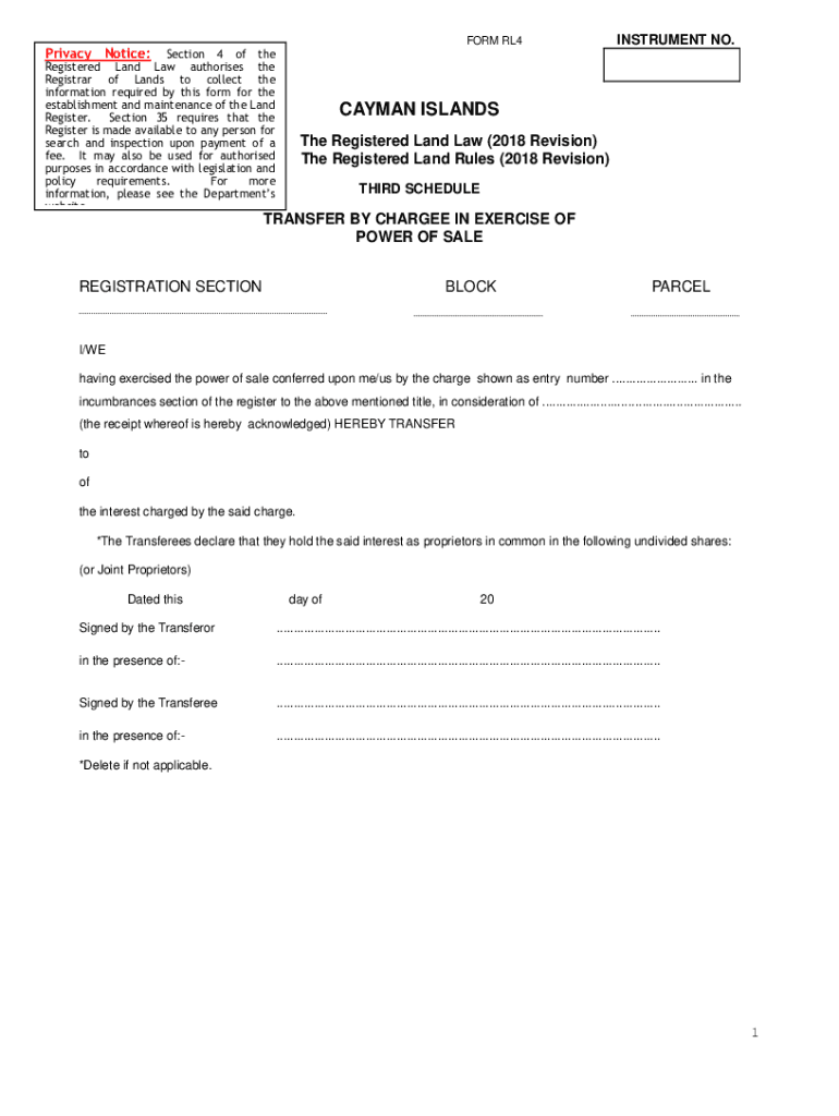 Fillable Online Form RL4.Transfer of Charge in Exercise of of Power of ...
