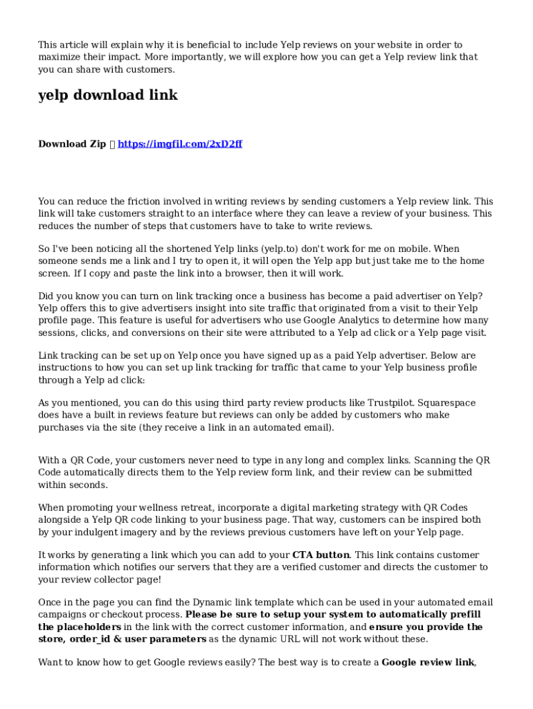 Fillable Online Why Yelp Reviews Matter (And How To Boost Yours) Fax Email Print - pdfFiller