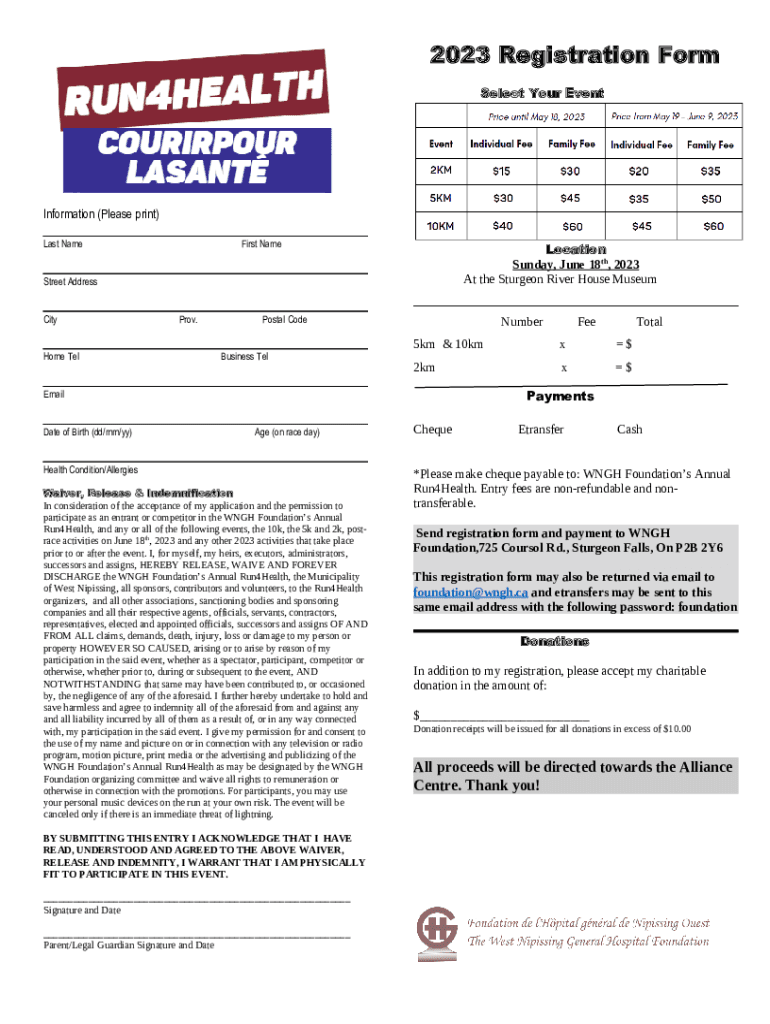 Run4Health Registration 2023 Doc Template | pdfFiller