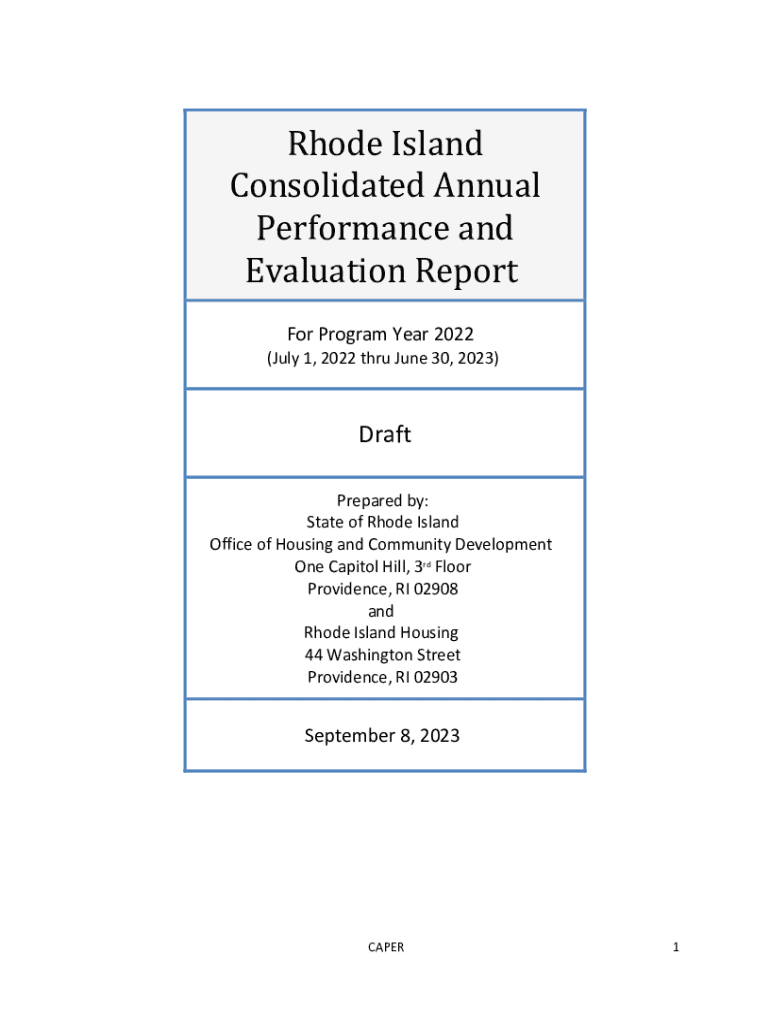 Fillable Online Rhode Island Consolidated Annual Performance and ...