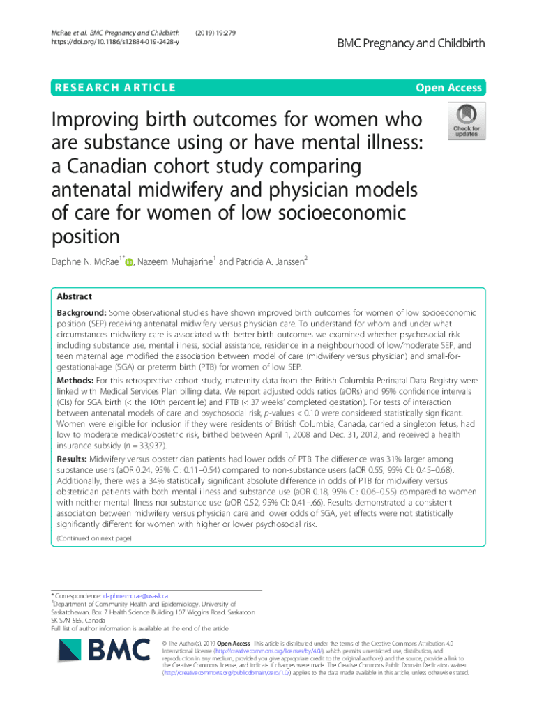 Fillable Online Improving birth outcomes for women who are substance ...