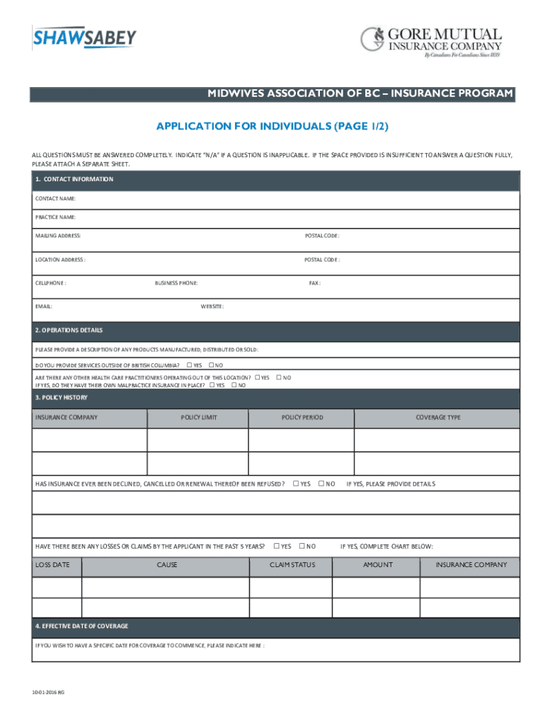 Fillable Online Certified Nurse Midwife New Business Application Fax ...
