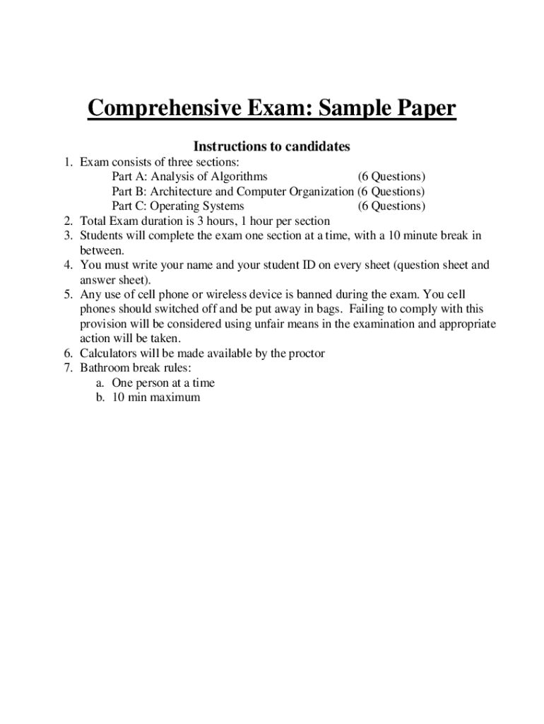 Fillable Online Comprehensive Exam: Sample Paper Fax Email Print ...