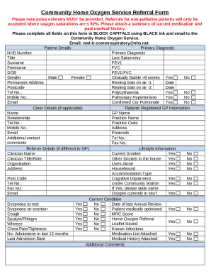 Community Home Oxygen Service Referral Doc Template | pdfFiller
