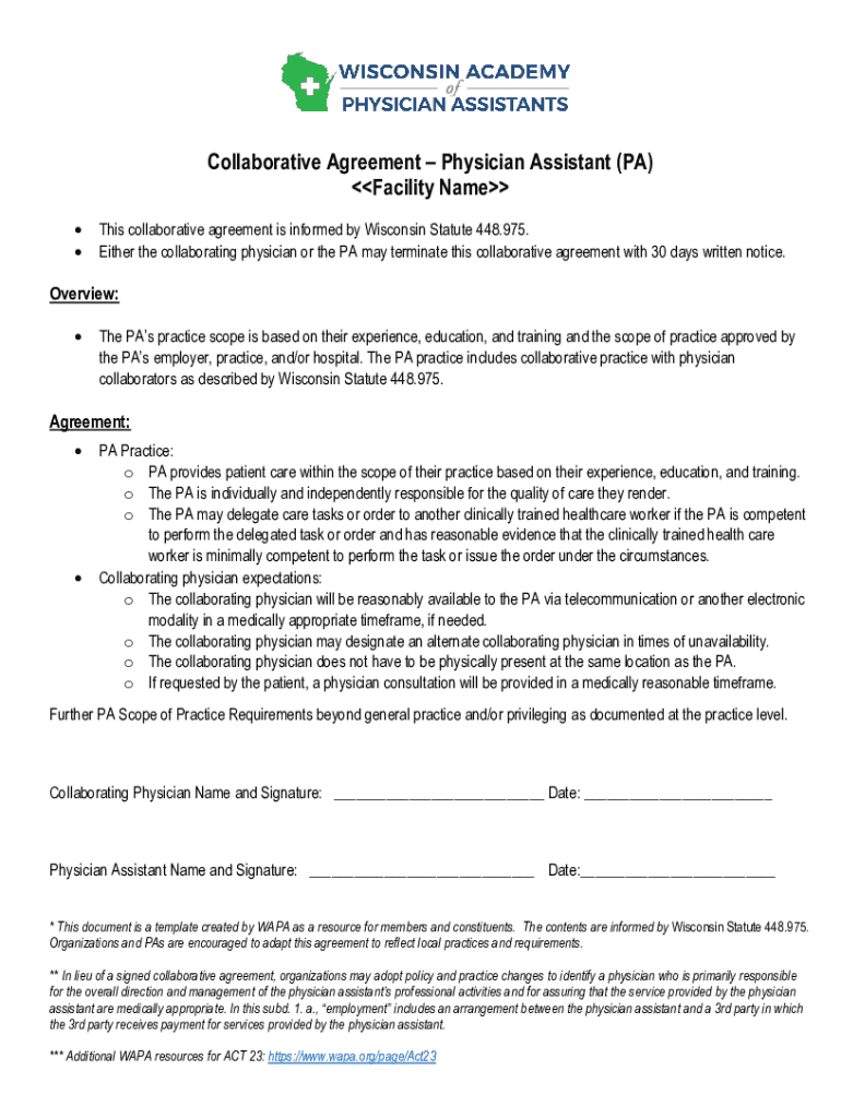 Fillable Online PA Sample Collaborative Agreement Fax Email Print ...