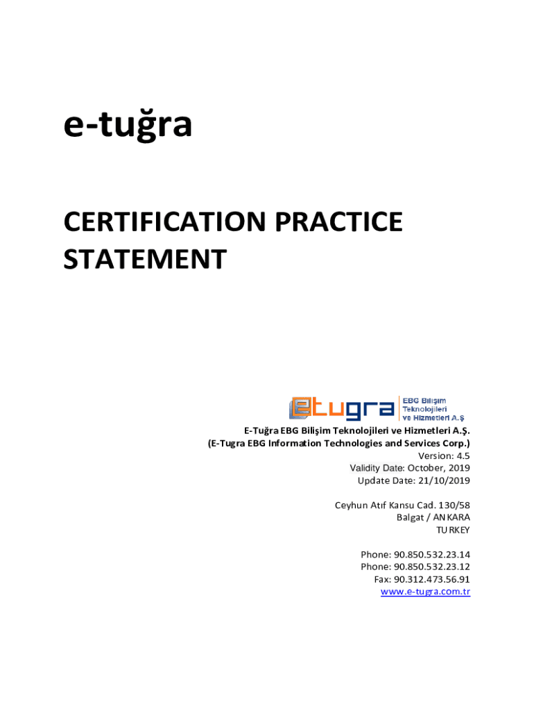 Fillable Online Certificate Policy and Practice Statement - E-Tugra EBG ... Fax Email Print ...