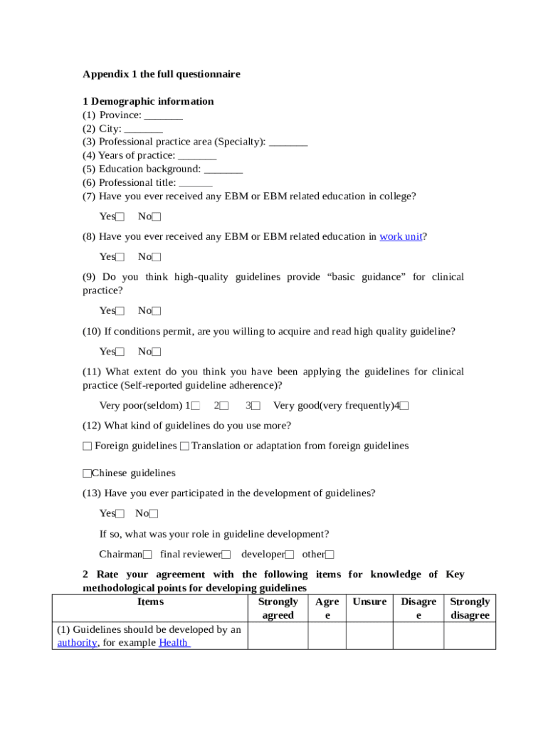 Appendix B. Survey Instrument Doc Template | pdfFiller