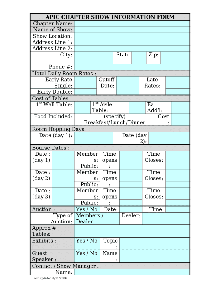 APIC SHOW INATION Doc Template | pdfFiller