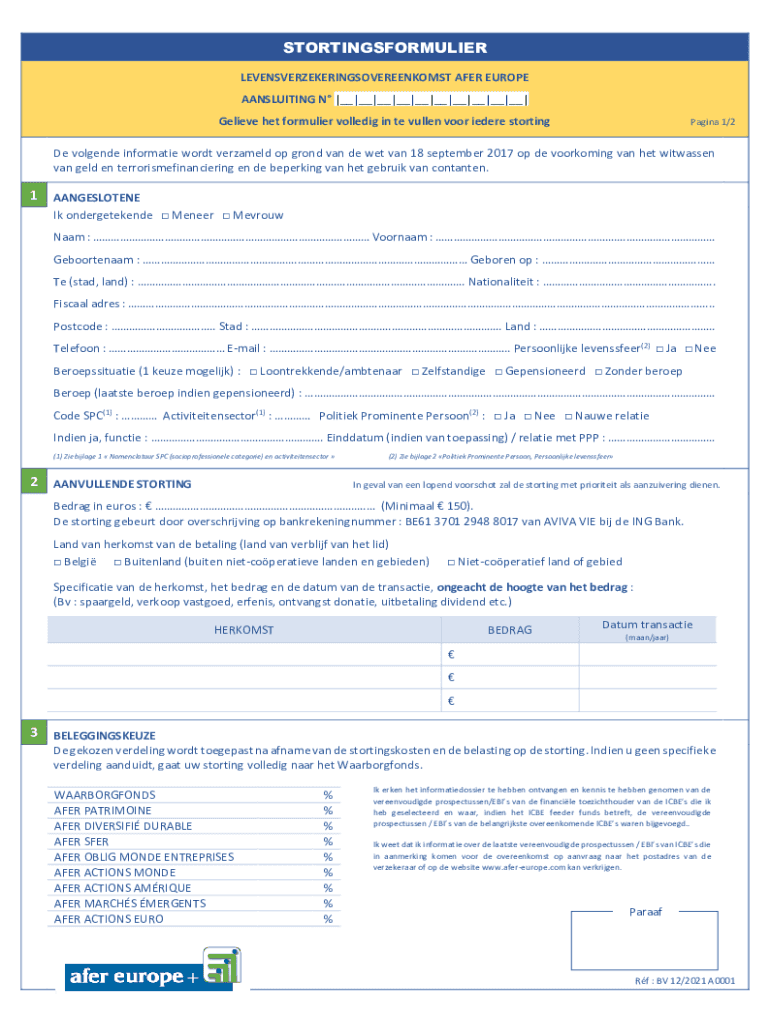 Invulbaar Online Overzichtstabel van de vereiste documenten per ...