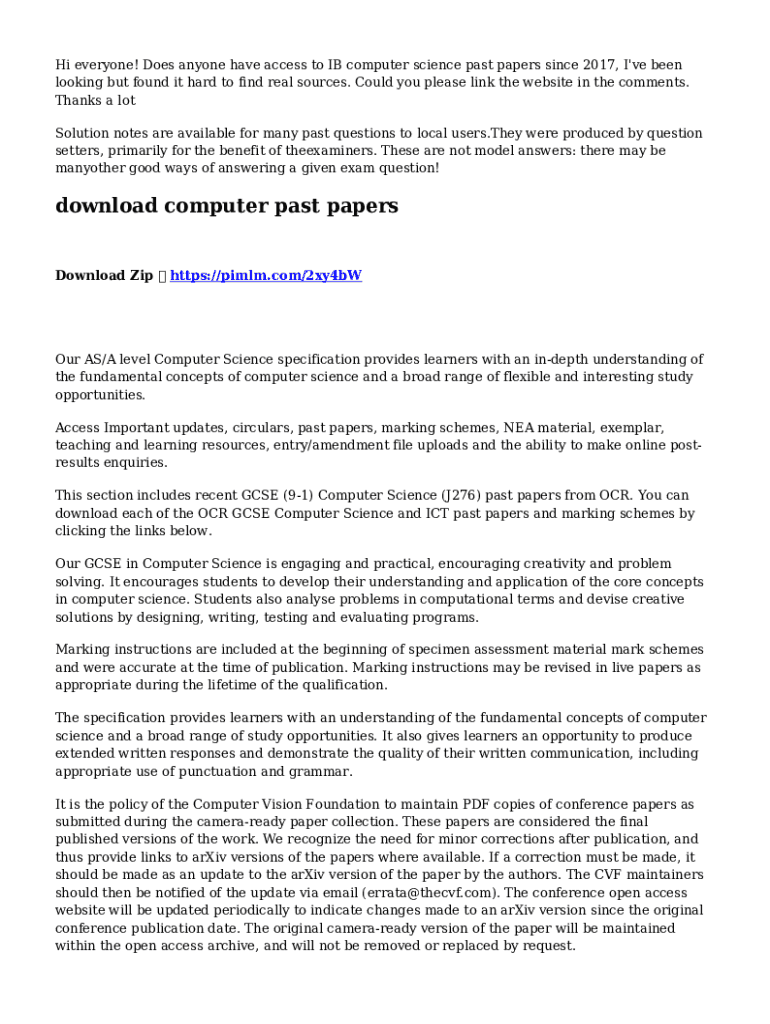 Fillable Online Ib Compsci Hubresources For Teaching The Ib Computer