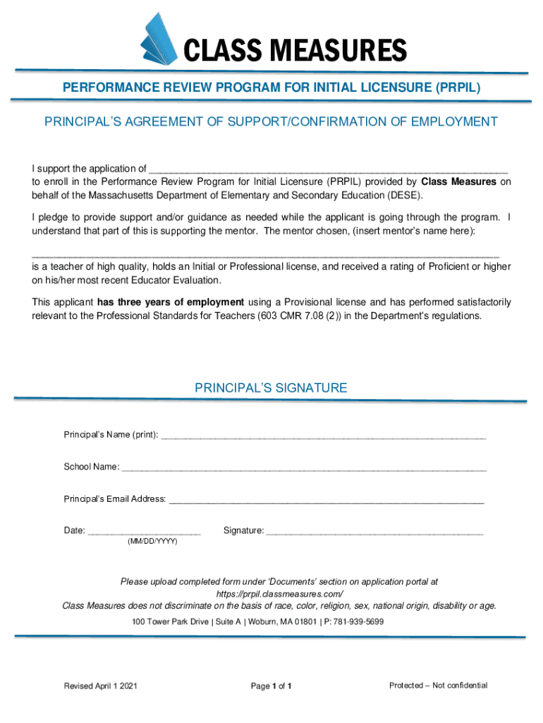 Fillable Online principal's agreement of support/confirmation of employment Fax Email Print ...
