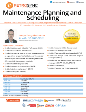 Fillable Online Maintenance Planning and Scheduling Training Course Fax ...