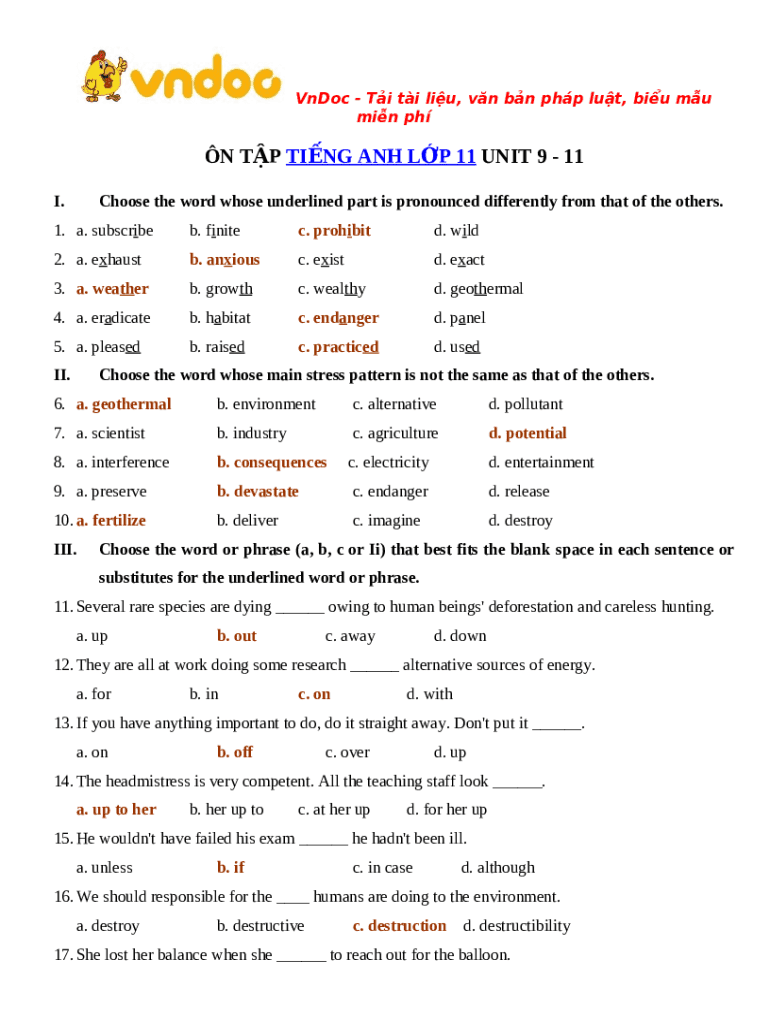 Bi tp Ting Anh lp 11 Unit 9 10 11 - VnDoc.com. Bi tp Ting Anh lp 11 Unit 9 10 11 Doc Template ...