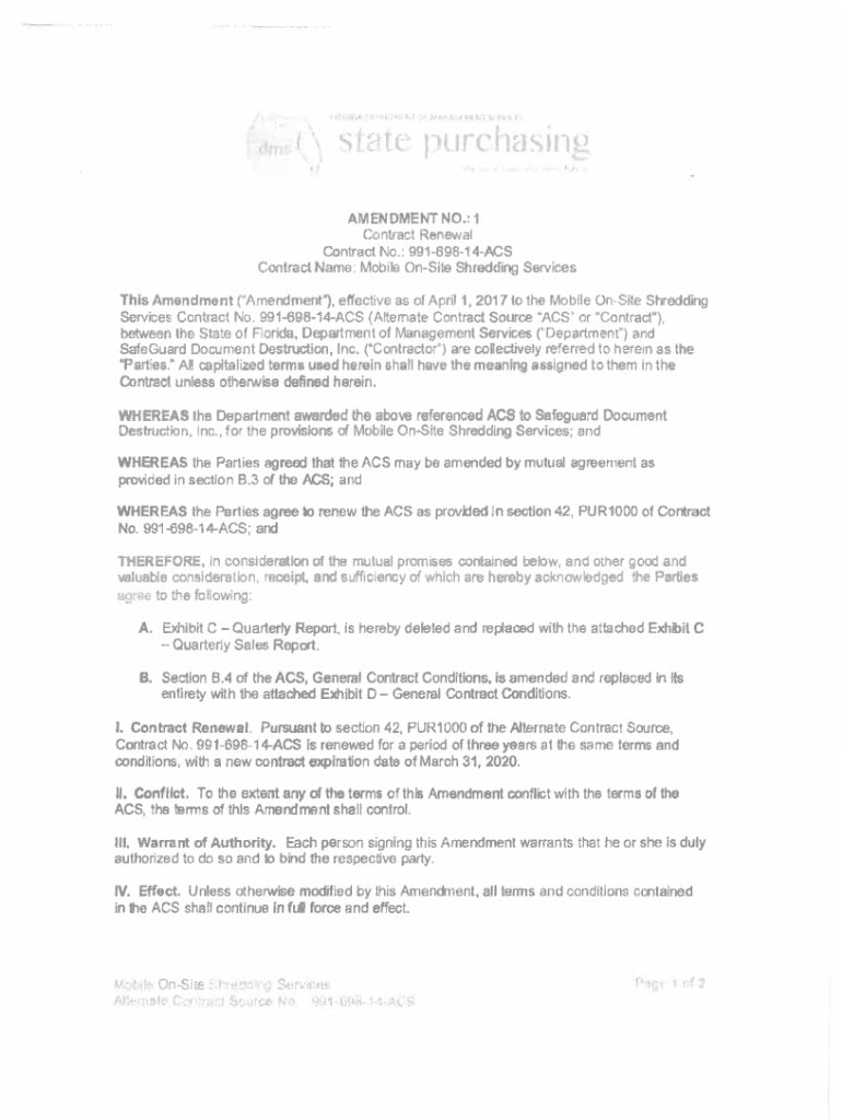 Fillable Online Mobile On-Site Shredding Services / Alternate Contract ...