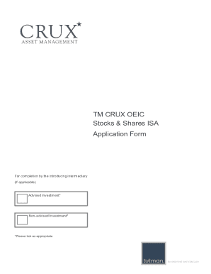 Fillable Online TM CRUX UCITS OEIC - ISA Application Form - December ...