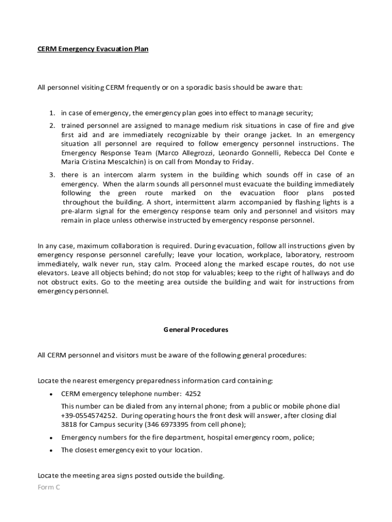 Fillable Online eTool : Evacuation Plans and Procedures - OSHA's Expert ...