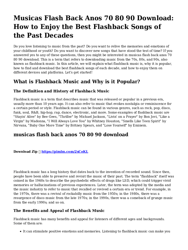 Fillable Online Flashback of hits 80's, 90's (old ballads) - 80s, 90s ...