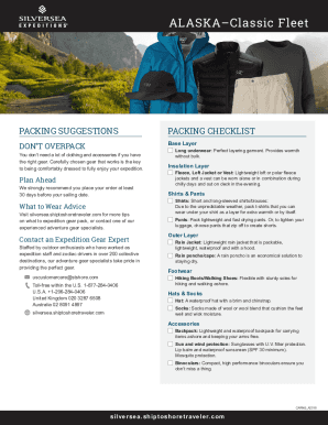 Fillable Online Alaska Packing List: What to Pack and Wear on Your Fax ...