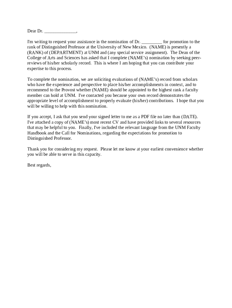 template for soliciting external letters - artsci unm Doc Template ...