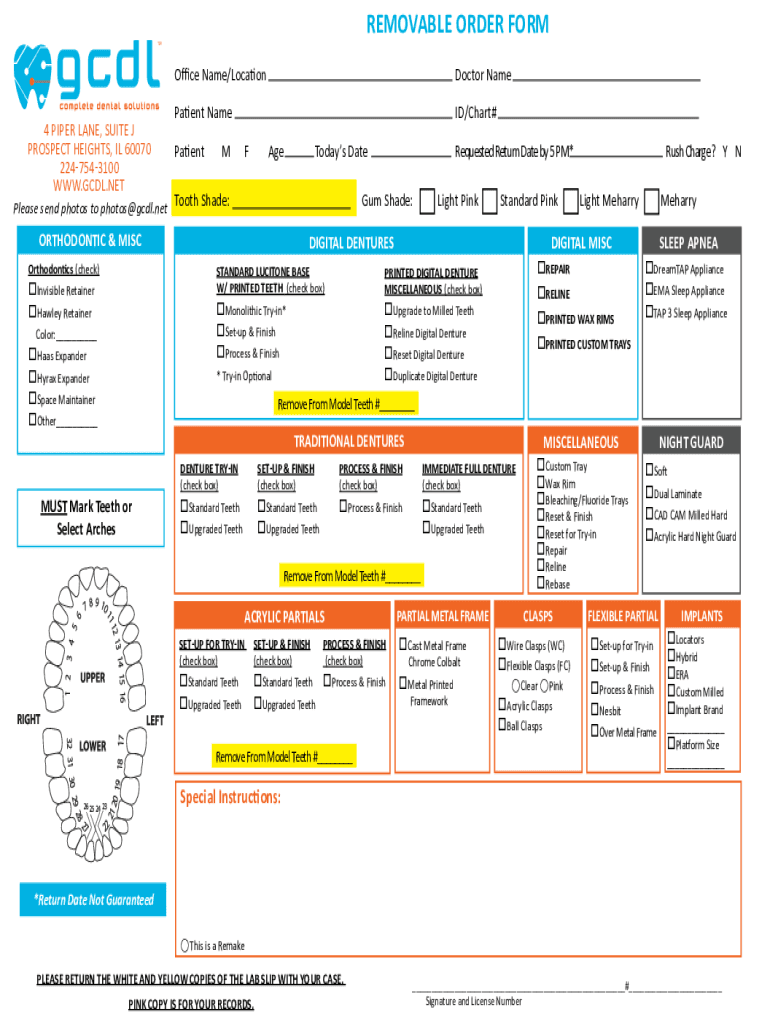 Fillable Online REMOVABLE ORDER FORM Fax Email Print - pdfFiller