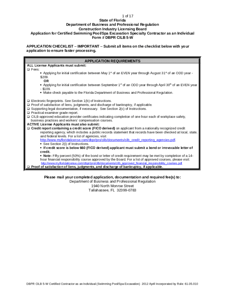 DBPR CILB 21 - Registration as Swimming Pool Specialty ... Doc Template ...