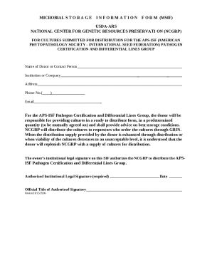 (SIF) Storage Ination , USDA-ARS Doc Template | pdfFiller