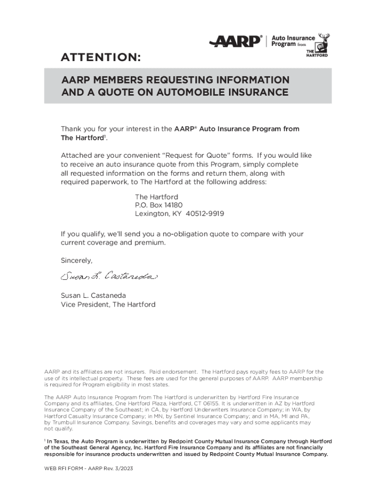 Fillable Online AARP Auto Quote Form Fax Email Print - pdfFiller