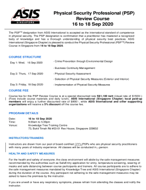 Fillable Online Physical Security Professional (PSP) Review Course 16 ...