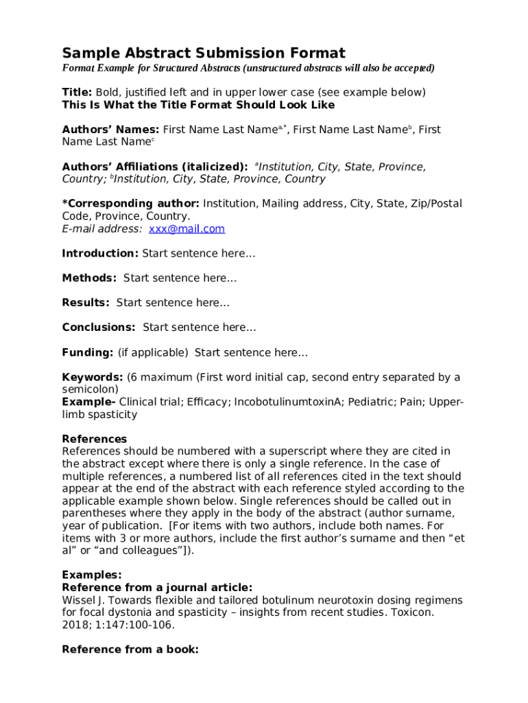 Sample Abstract Submission at Doc Template | pdfFiller