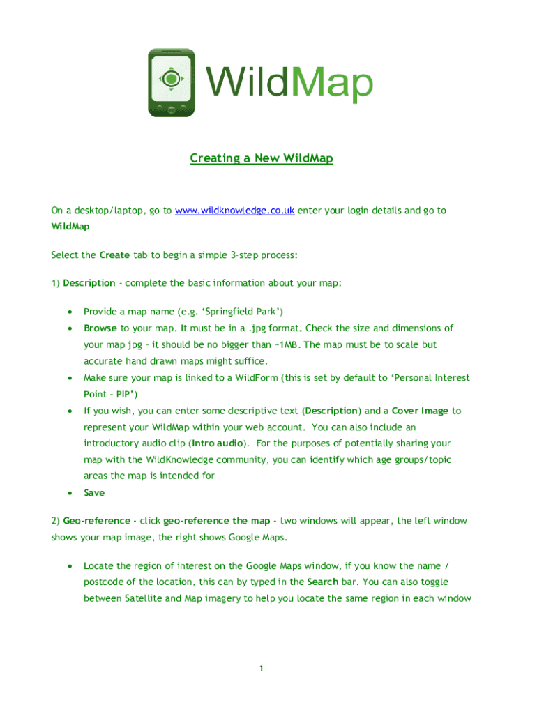 Fillable Online Using WildMap on Android devices Fax Email Print - pdfFiller