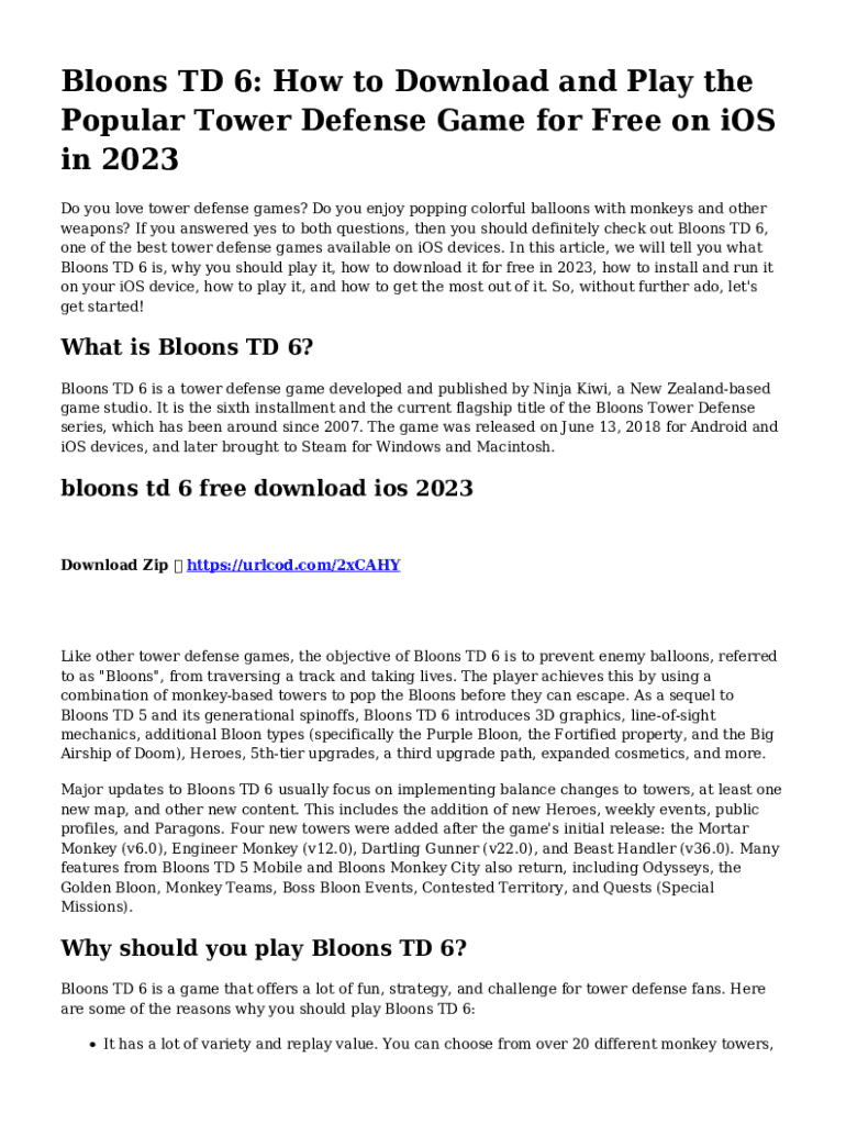 Fillable Online 'Bloons TD 6' Netflix Edition Now Available on iOS and ...