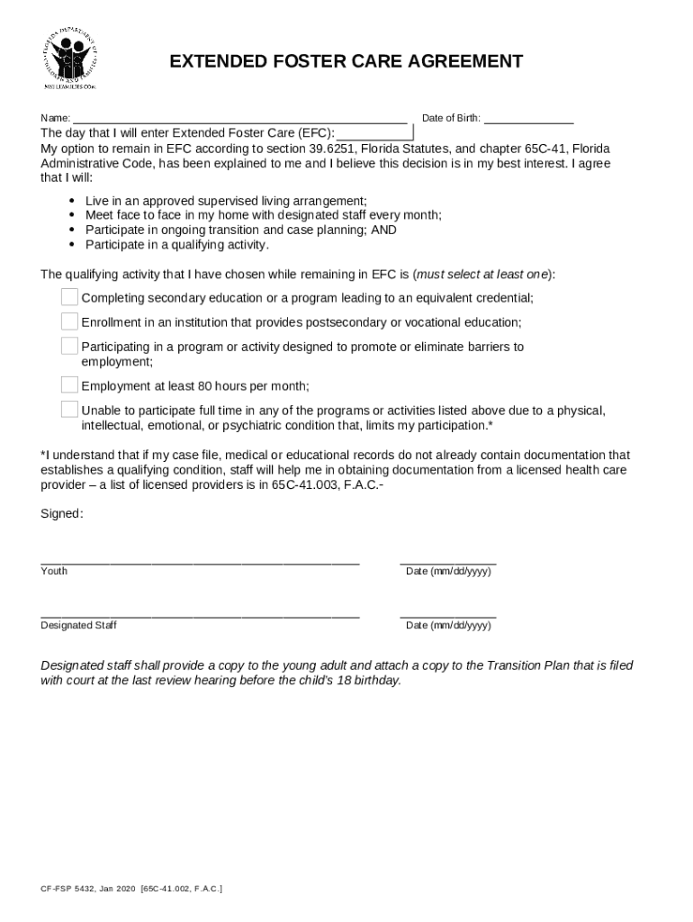 extended foster care voluntary placement agreement ... Doc Template ...