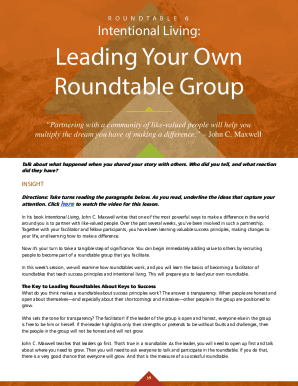 Fillable Online Roundtable Leadership: Building Character into your ...