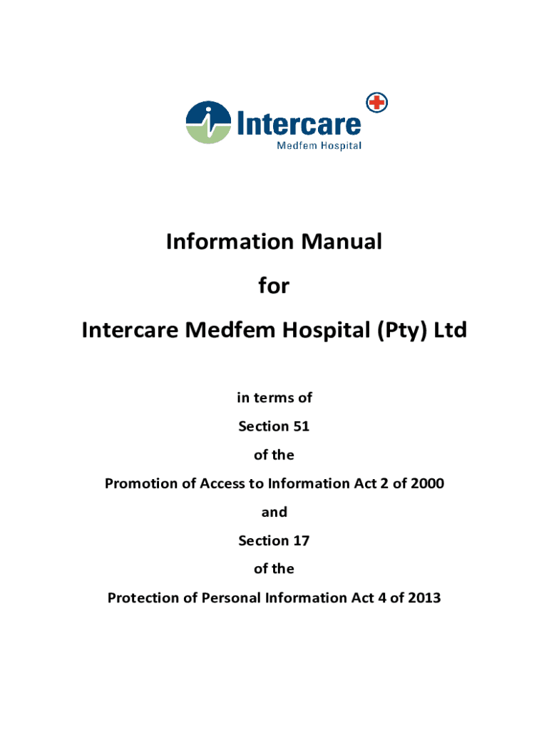 Fillable Online Information Manual for Intercare Medfem Hospital (Pty ...