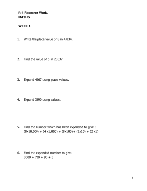 Fillable Online Place Values Chart Up to Millions4th & 5th Grade Math ...