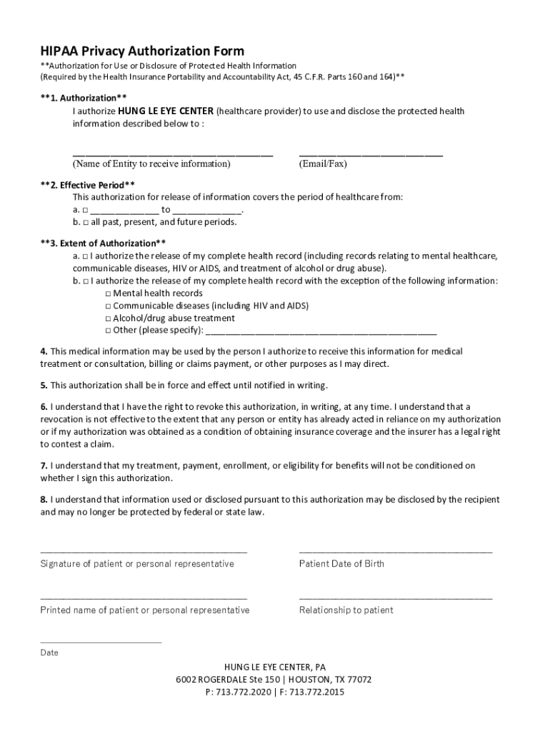 Fillable Online HIPPA release form from HLEC Fax Email Print - pdfFiller