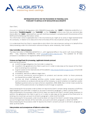 Fillable Online information notice on the processing of personal data ...