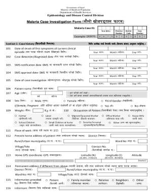 Fillable Online Malaria case investigation form - EDCD Fax Email Print ...