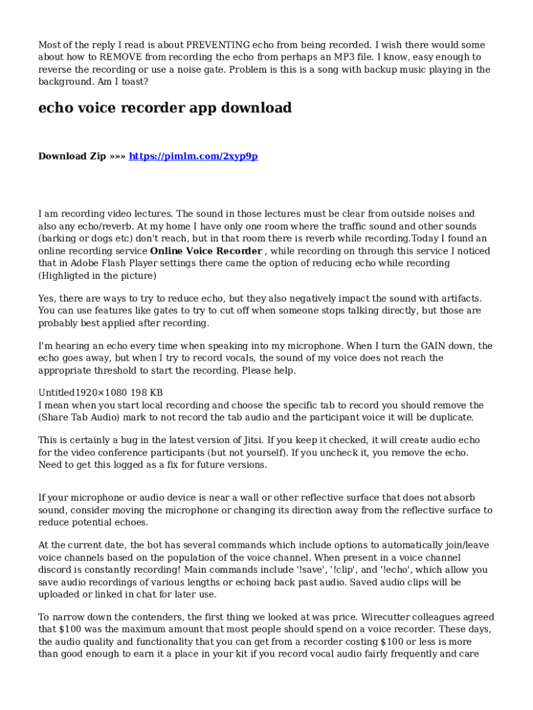 Fillable Online Is there a way to remove echo from YouTube videos? Fax Email Print - pdfFiller