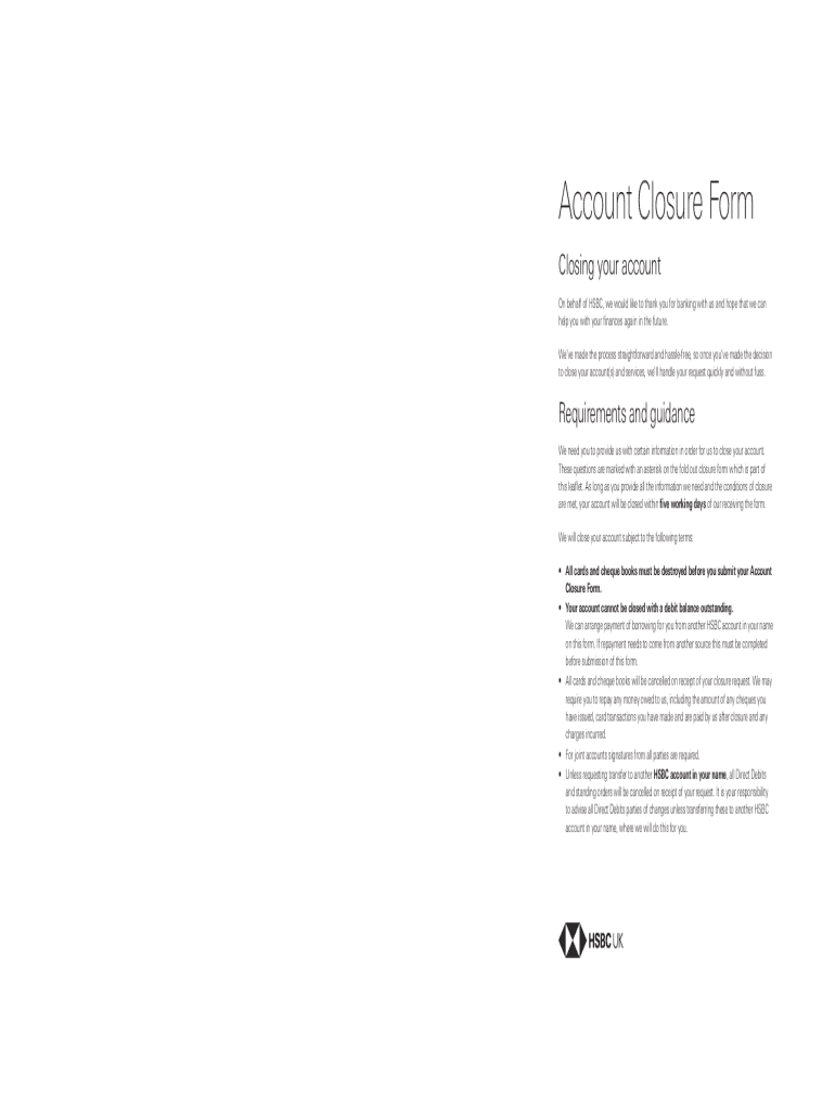 Fillable Online Hsbc account closure form: Fill out & sign online Fax ...