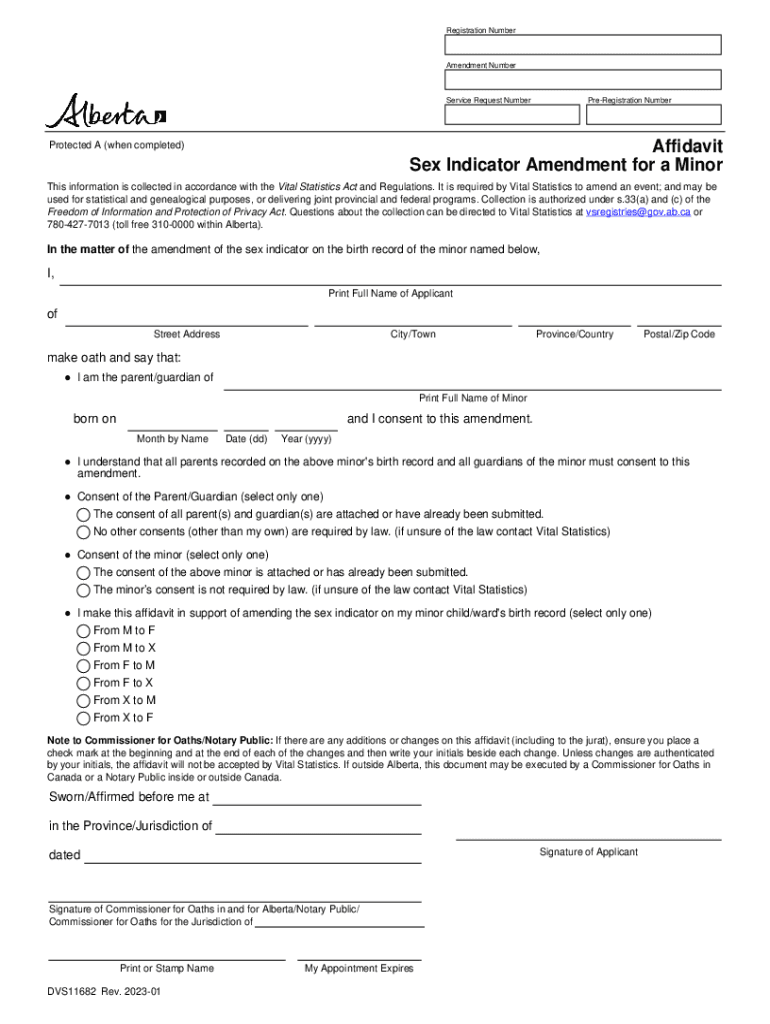 Fillable Online Affidavit - Sex Indicator Amendment for a Minor. Any child who wishes to change ...