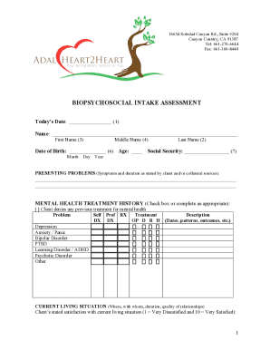 Biopsychosocial Assessment Form Doc Form A Biopsychosocial Intake | My ...
