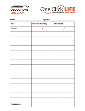 Fillable Online LAUNDRY TAX DEDUCTIONS LOG BOOK Fax Email Print - pdfFiller
