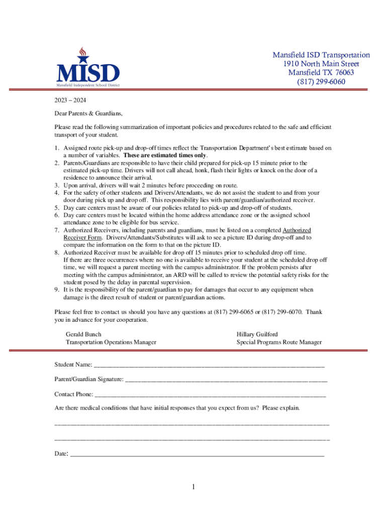Fillable Online Find My Bus - Mansfield Independent School ... Fax Email Print - pdfFiller