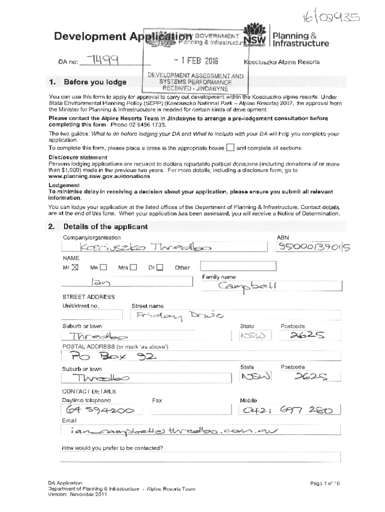 Fillable Online Alpine resorts - NSW Department of Planning Fax Email ...