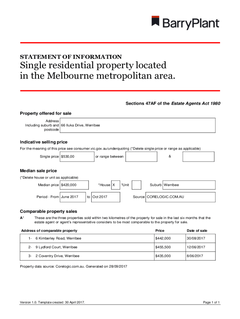 Fillable Online Statement of Information - Single residential property ...