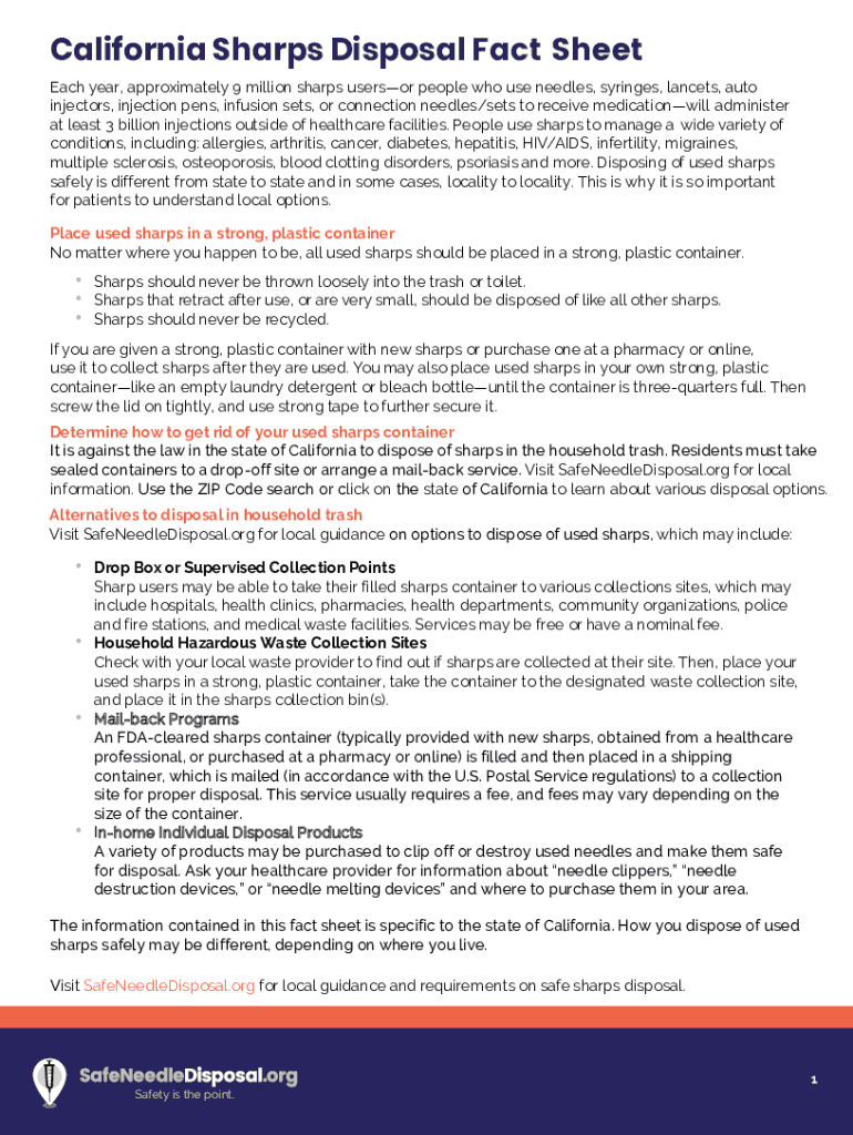 Fillable Online California Sharps Disposal Fact Sheet Fax Email Print ...